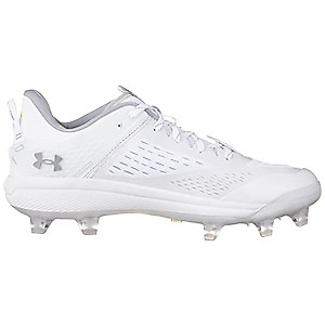 Under Armour Men's Yard Low MT TPU Baseball Cleat, (100) White/White/Metallic Silver, 8.5