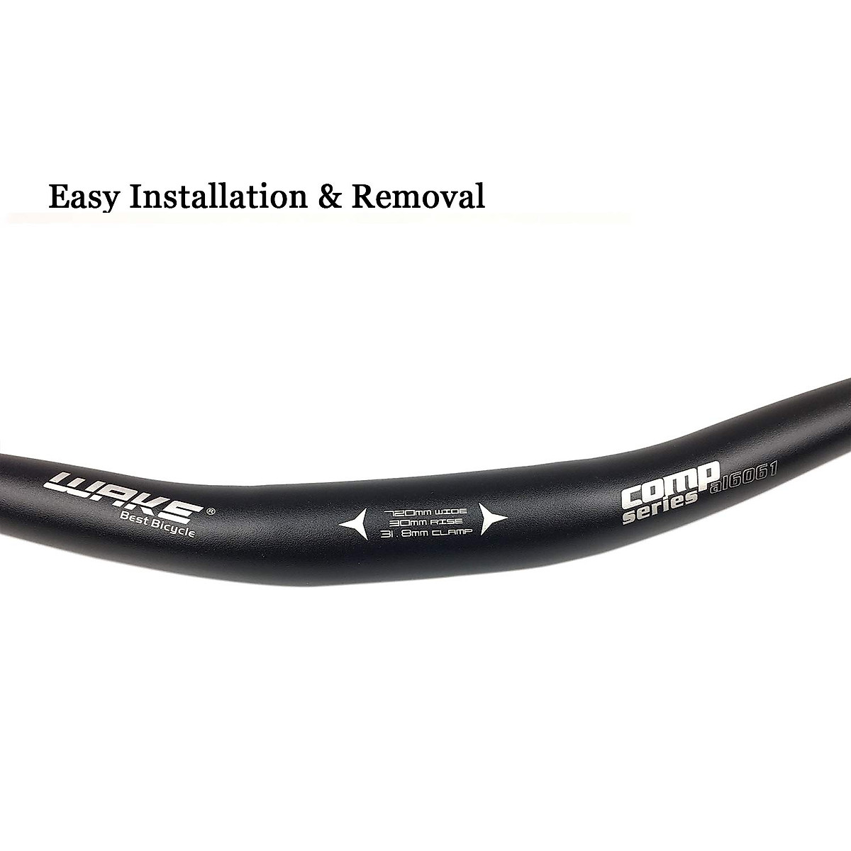 Wake 31.8mm MTB Mountain Bike Handlebar, Aluminum Alloy Mountain Bike Bicycle Riser Handlebar Extra Long 720/780mm with Paint Matte Surface (Black, 780mm)