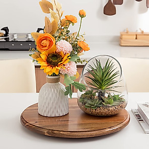 Acacia Wood Lazy Susan Turntable,16.14inch Big Wooden Rotate Tray Storage Organizer Tray for Kitchen Dinner Party, Rotating Disc Grazing Plate, Countertop Table Centerpiece, Cheese Charcuterie Platter