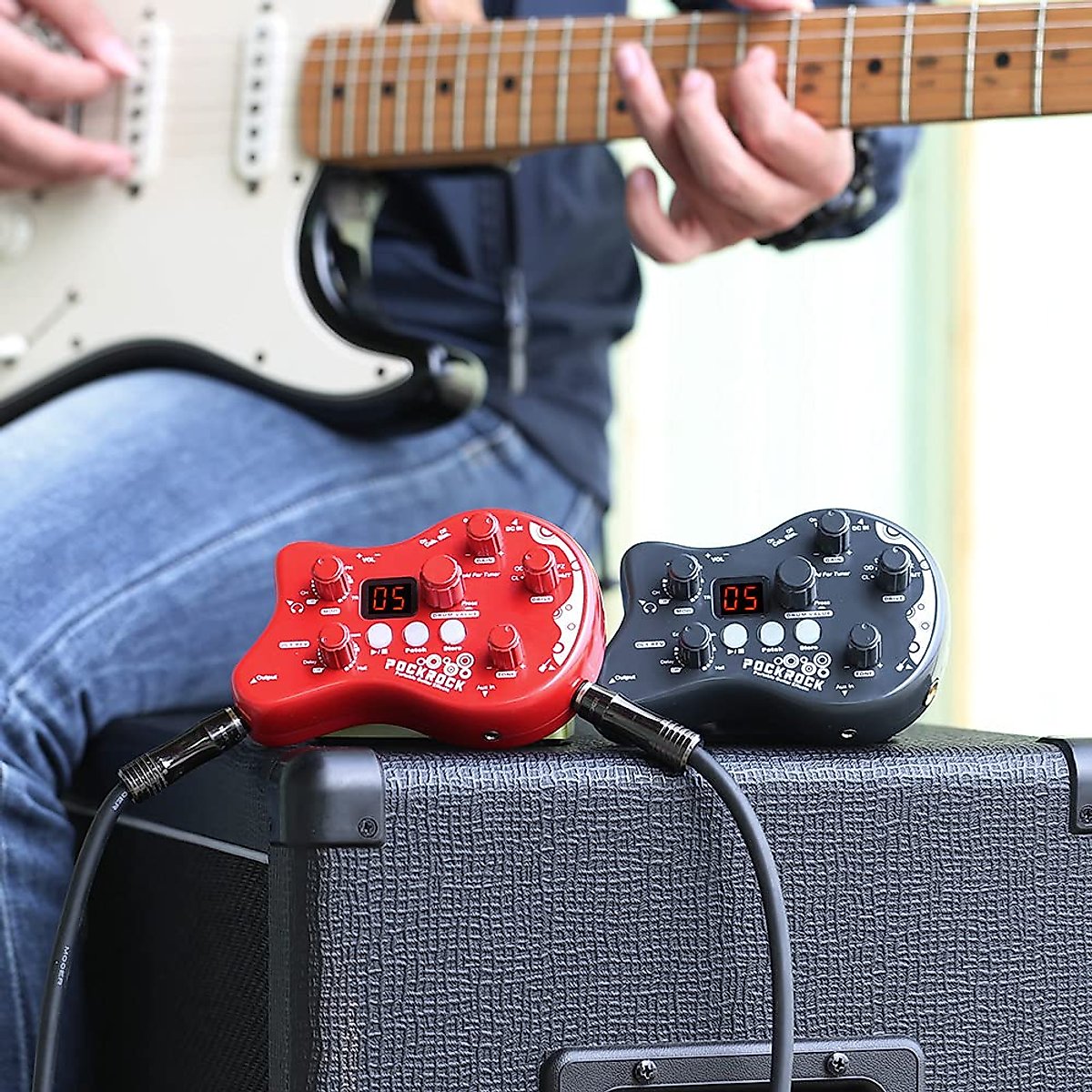 summina Guitar Pedal Multi Effects Guitar Pedal Guitar Delay Pedal Guitar Loop Pedal Portable Multi-effects Processor Effect Pedal 15 Effect Types 40 Drum Rhythms Tuning Function - Grey