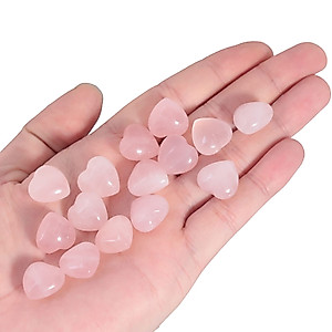 mookaitedecor Bundle - 2 Items: 7 PCS Indian Agate Crystal Polyhedral DND Dice Set & Pack of 15 Natural Rose Quartz Crystal Heart Love Stones Carved Palm Worry Stone for Home Decor