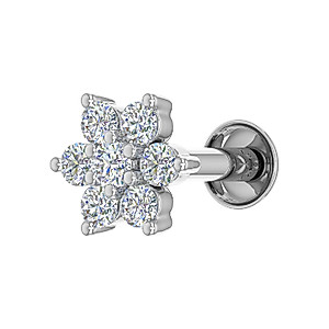 0.15 Carat 7-Stone Cluster Diamond Nose Pin Stud in 18K White Gold