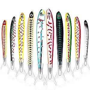 Fish Pen Fishing Black Gel Ink Pen Bulk Kawaii Novelty Realistic Fish Ballpoint Pen 0.7 mm for School Office Student Kid Gift Fishing Party Favors (20 Pieces)