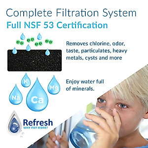 Refresh NSF-53 Replacement Refrigerator Water Filter Compatible with Kenmore 46-9010, 469010, 9010, 46-9085, 9085, AQUACREST AQF-4396508, Aquafresh WF285 and IcePure RFC0500A (1 Pack)