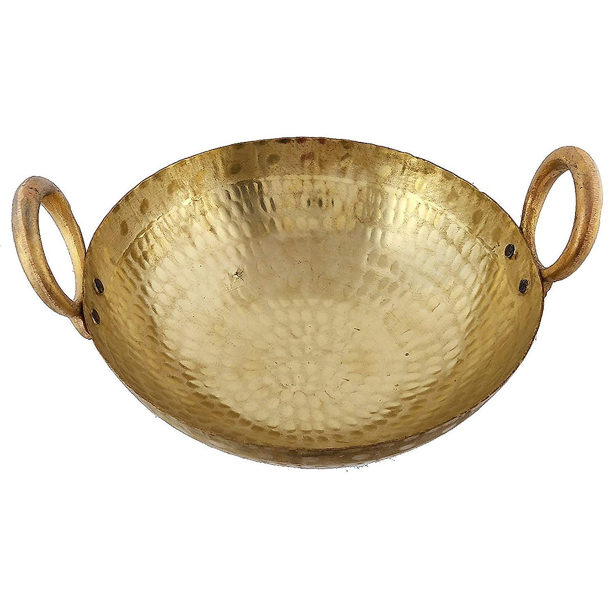 m-fit Pure Brass (Pital) Hand Made Heavy Hammered Kadhai Kadai Cheenachatti for Cooking 3000 ml Brass