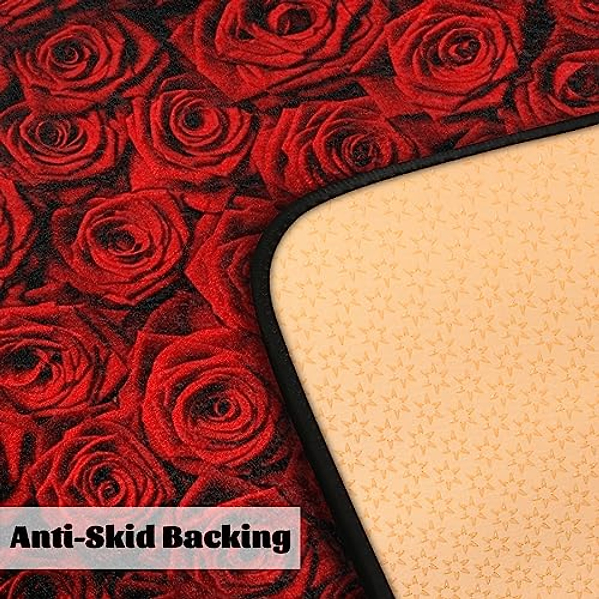 KOBLEN Red Rose Kitchen Rugs Non Slip Washable Absorbent Kitchen Mats 20x39 inch Cushioned Anti Fatigue Kitchen Floor Mats for in Front of Sink