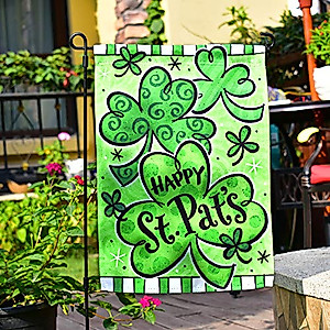 LAYOER 12.5 x 18 Inch st. patrick's Day Clover Garden Flag Shamrocks Decorative Double Sided