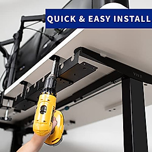 VIVO Steel 13 inch Under Desk Modular Power Strip Tray, Workspace Cable Management Organizer, Hidden Cord Routing, Open Design for Ventilation, Black, DESK-PS02T