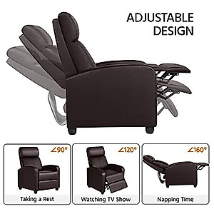 Yaheetech Padded Seat Recliner Chair Set of 2 Single Sofa Recliner Home Theater Seating PU Leather Upholstered Reclining Chair Brown