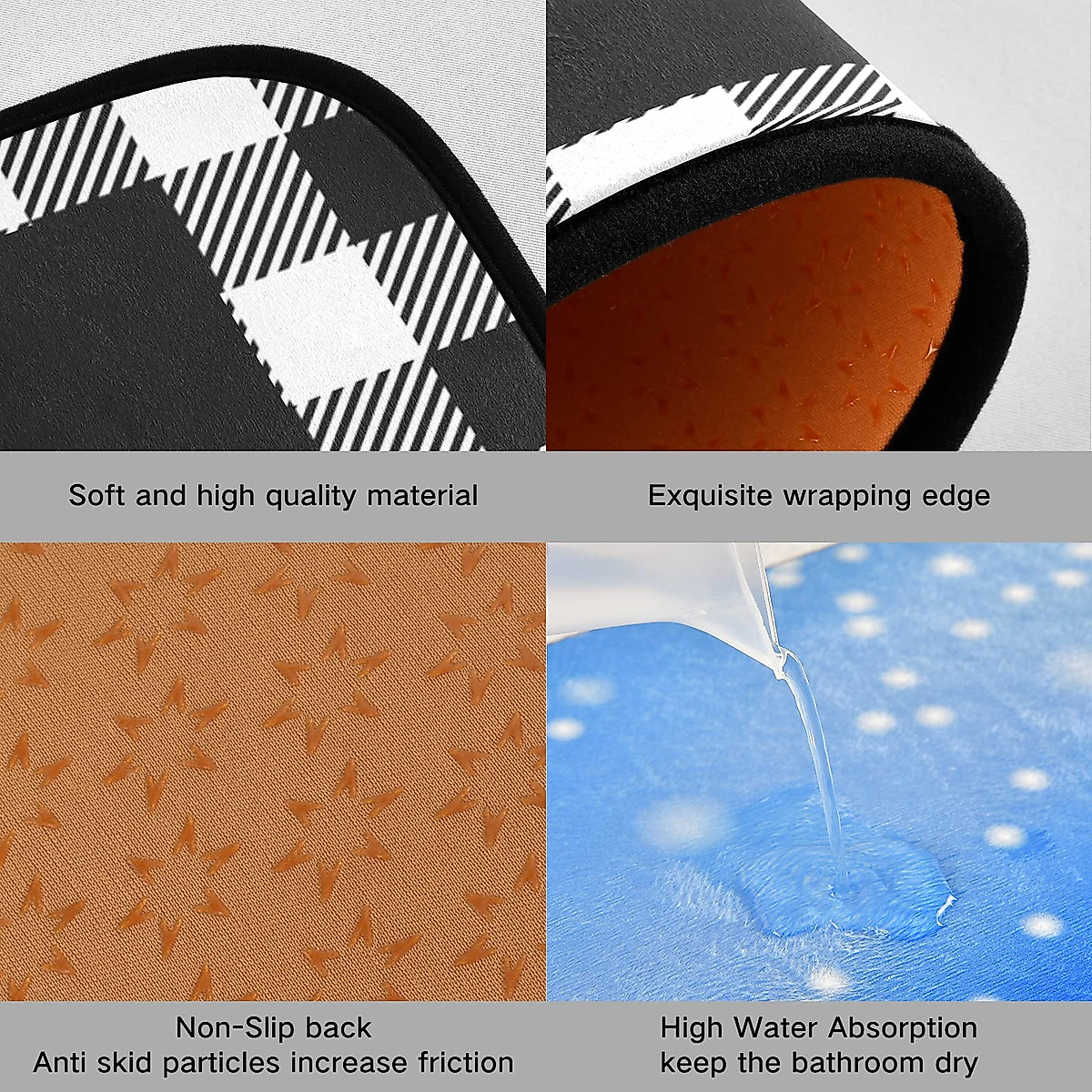 Buffalo Plaid Checked Coffee Time Kitchen Mat Set of 2 Anti-Fatigue Kitchen Rug Set Non Slip Washable Cushioned Memory Foam Kitchen Runner Rugs and Mats Comfort Mat for Farmhouse Doormat Bathroom