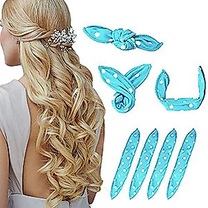 Foam Hair Curlers, Pillow Cloth Hair Rollers,No Heat Sleeping Soft Sponge Rollers for Long, Short, Thick & Thin Hair Spiral Curls Hair Styling Rollers (Blue)