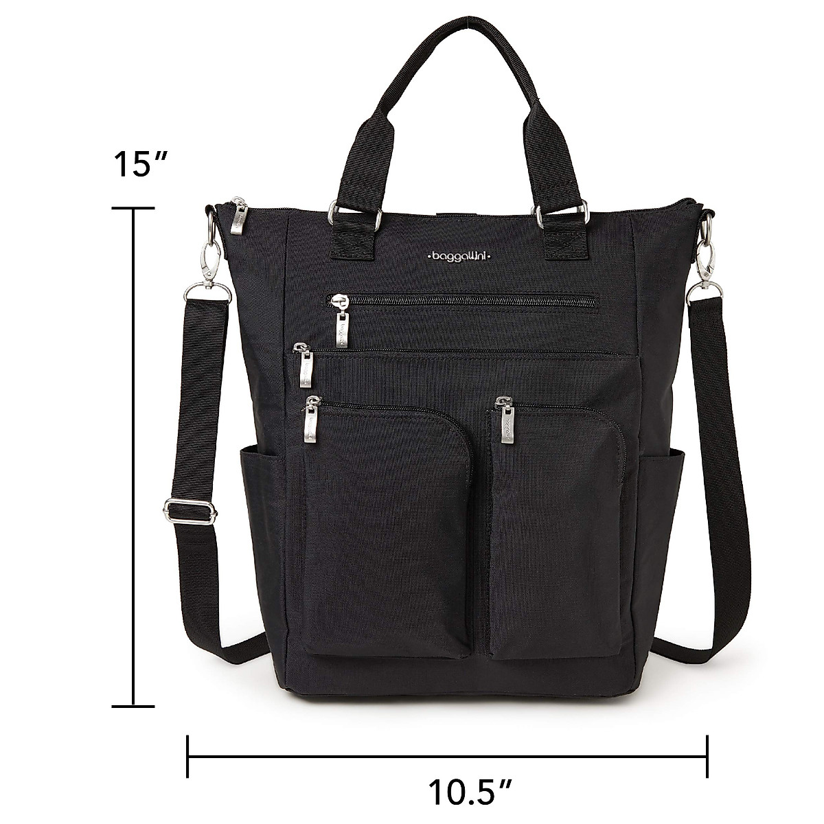 Baggallini womens Legacy 3-in-1 All set 3 in 1 Backpack, Black, One Size US