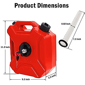 ATV Gas Can 1.3 Gallon with Mounting Bracket and Lock, 5L Oil Petrol Storage Cans Spare Emergency Backup Tanks,for SUV ATV Motorcycle Gas Can