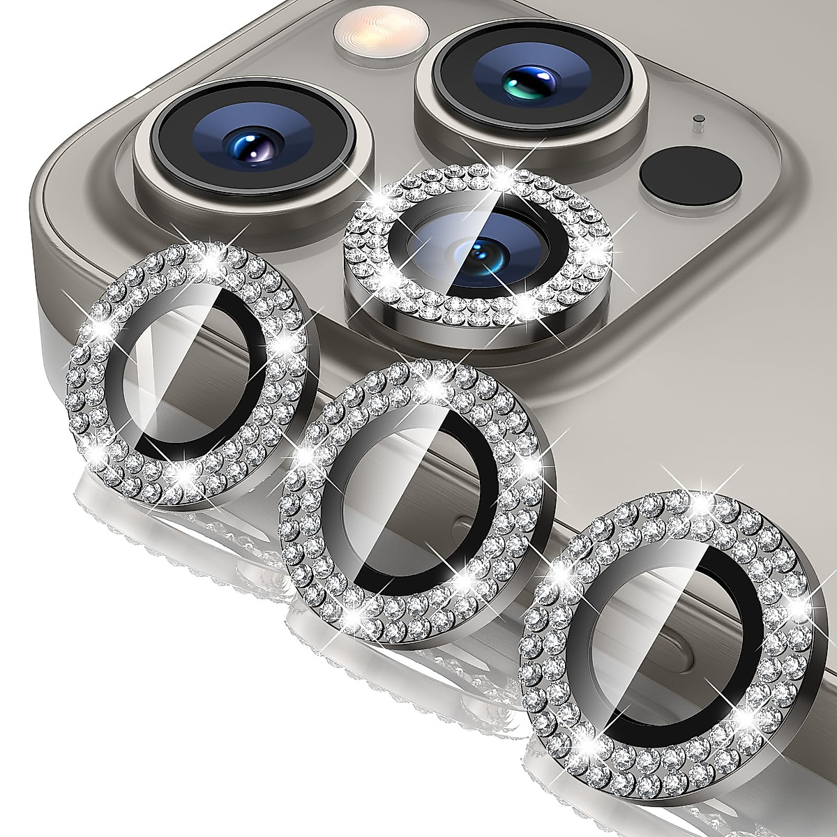 Tensea for iPhone 16 Pro Max/16 Pro/15 Pro Max/15 Pro/12 Pro Max Camera Lens Protector, Metal Aluminum Alloy Tempered Glass Cover Camera Screen Protector Accessories, Case Friendly