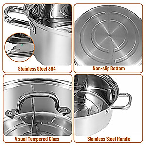 MyLifeUNIT Shabu Shabu Pot, 304 Stainless Steel Hot Pot with Divider, 11.8 Inches Soup Cookware for Induction Cooktop, Gas Stove