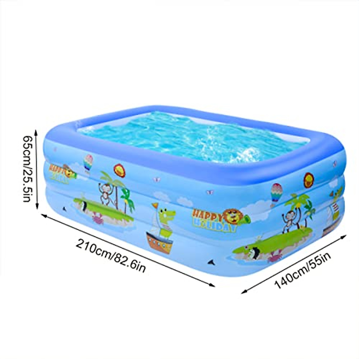 Inflatable Swimming Pool Summer Blow Up Pools for Kids Garden Kiddie Pool for Family,82.60" W*55" D*25.50" H,Blue