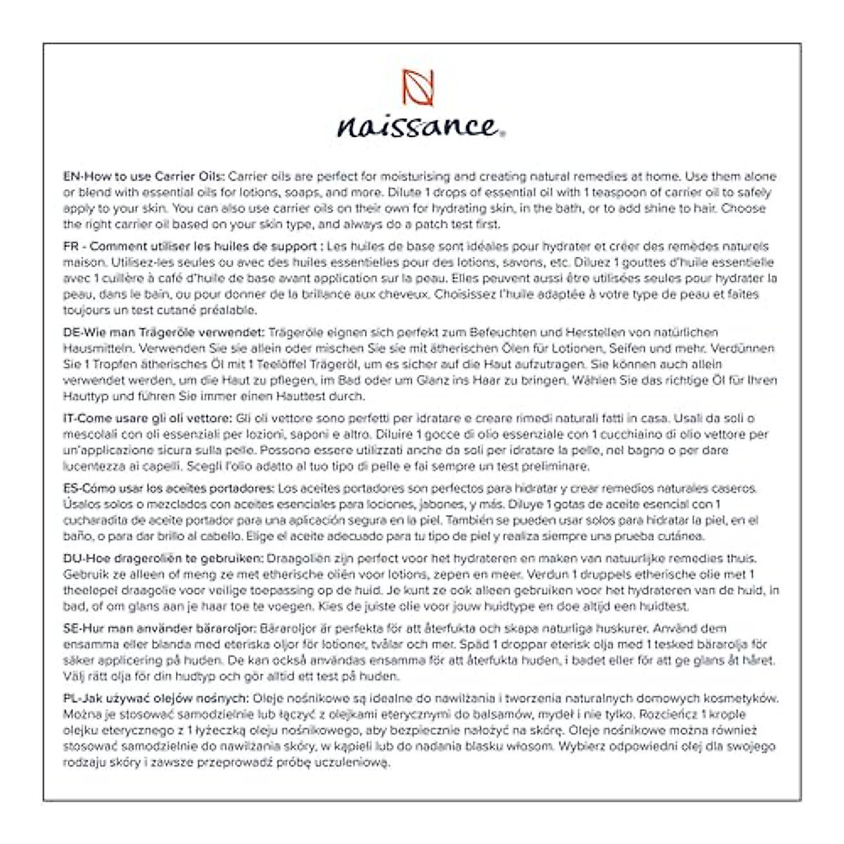 naissance Virgin Wheatgerm Oil 8 fl oz - Pure & Natural, Cold Pressed, Vegan, Hexane Free, Non GMO, Cruelty Free - Moisturising for Dry and Damaged Skin