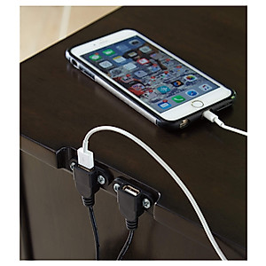 Signature Design by Ashley Marnville Modern Rustic Wood Accent Table With USB Hook Up, Dark Brown