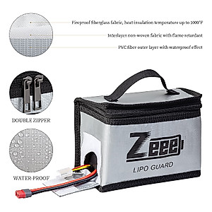 Zeee Lipo Bag Fireproof Battery Safe Bag Explosionproof Bag Lipo Battery Storage Guard Safe Pouch for Charge and Storage (2 Pack)