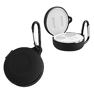 kwmobile Case Compatible with LG Tone Free FN7 / FN6 / FN5 / FN4 Case - Silicone Cover Holder for Earbuds - Black
