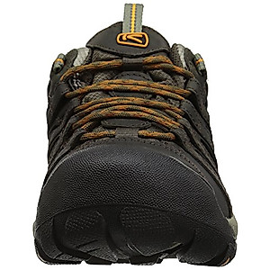 KEEN Men's Voyageur Low Height Breathable Hiking Shoes, Black Olive/Inca Gold, 7