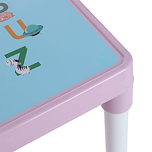 Toxz Plastic Kids Table and 2 Chairs Set,for Boys0 or Girls Toddler,with English Alphabet Table,Curved Table Corner,Safety Environmentally Friendly Material(Ship from US!)