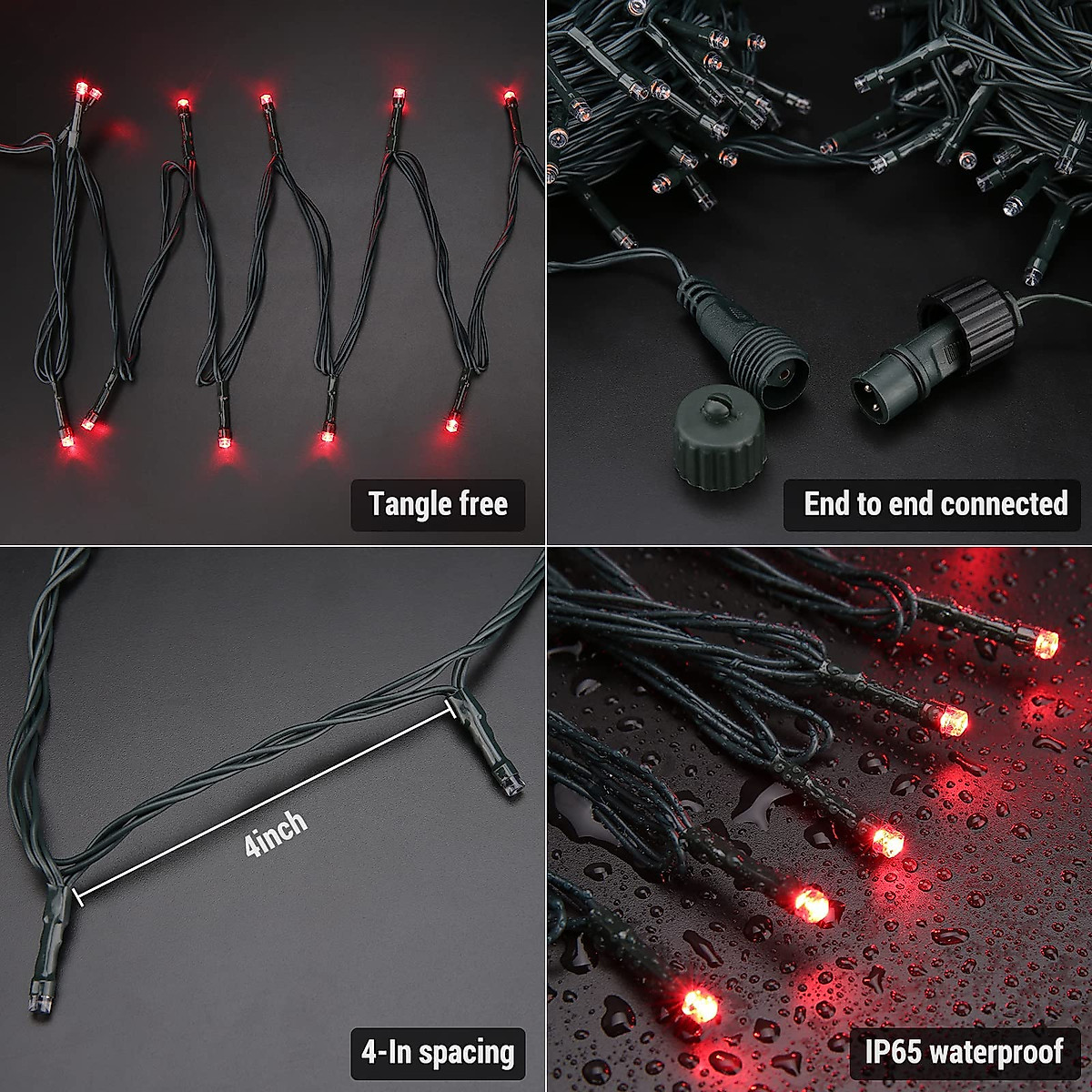 Joomer Christmas Lights 100FT 300 LED String Lights with 8 Modes Timer Connectable Waterproof Plug-In Fairy Lights for Home, Garden, Party, Holiday, Tree, Christmas Decorations (Red)