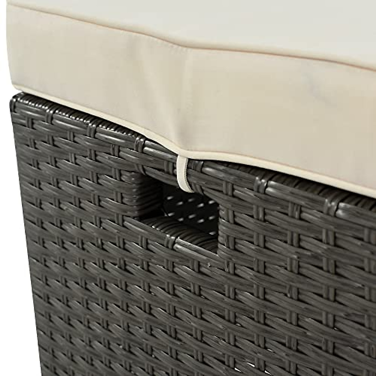 DHHU Patio Furniture, 8 Piece Weather Brown Wicker Sectional Sofa, Outdoor Conversation Set, Dining Table Chair with Ottoman, Cushions, Beige