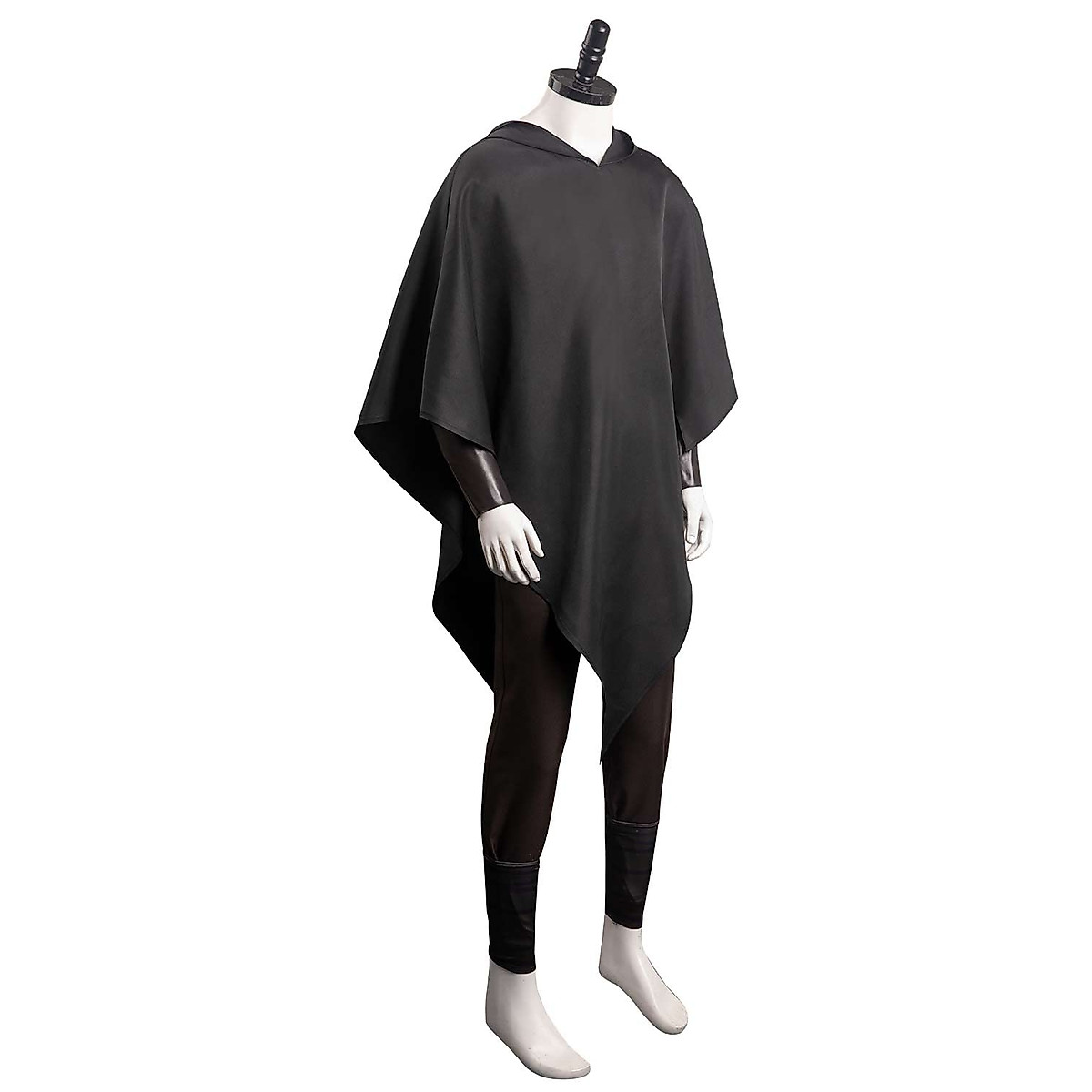 Cekalue Men's Death Wolf Costume Cat in Boots Cosplay Pants Cape Wrist Guard Leg Cover Black Hooded Cloak Halloween