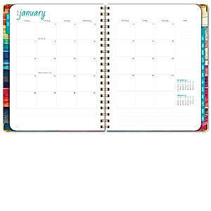 Global Printed Products, HARDCOVER 2024 Planner: (November 2023 Through December 2024) 8.5"x11" Daily Weekly Monthly Planner Yearly Agenda Bookmark, Pocket Folder & Sticky Note Set (Rainbow Oak)