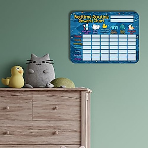 Honey Dew Gifts Bedtime Checklist Routine Star Reward Chart for Kids and Autism - Tin Learning Calendar for Kids, Visual Teaching Tool