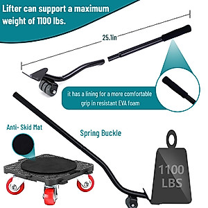 FLODOLUCA Furniture Movers with Wheels & Furniture Lifter Set, Furniture Dolly, Furniture Lifter Tool, Furniture Jack, Furniture Movers 360° Rotatable Rubber Wheels for Moving Heavy. Max:1100 lb.