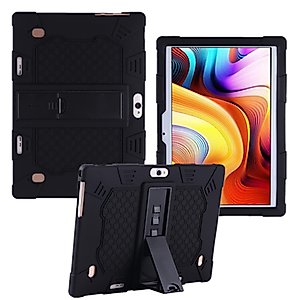 HminSen Case for YELLYOUTH 10.1 inch Android Tablet, Silicone Adjustable Stand Cover Compatible with Hoozo 10,Wecool 10.1 Inch Android Tablet, ZONKO 10.1 Inch Tablet (Black)