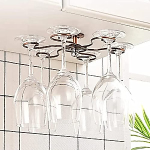 NAGATA Wine Glass Rack Under Cabinet, 360° Rotating Wine Glass Holder, Wine Glass Drying Rack Kitchen Cabinet Storage and Wine Cabinet Decoration.