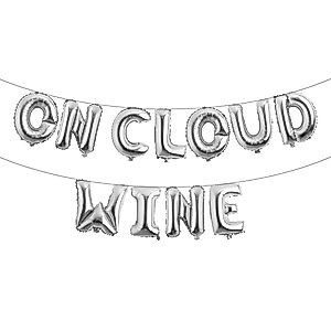 Bride To Be On Cloud Wine Bachelorette Party Decoration, Wedding Bridal Shower Decorations, On Cloud Wine Foil Balloon Banner (ON CLOUD WINE Silver)
