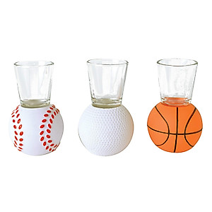 Perfect Life Ideas Light Up Shot Glasses Set - 3 Pcs Sports Ball Lighted Shot Glass Funny Drinking Glasses Bar Supplies Adult Party Favors