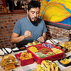 Taco Holder Stand, Taco Bar serving set 4 Plastic Burritos Nachos Tortilla Holders Stackable Taco plates for Party, Taco Night