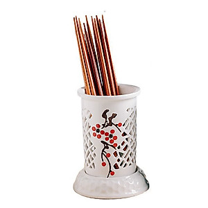 Ceramic Cooking Utensil Holder Spatula Crocks Countertop Organizer Vintage Farmhouse Kitchen Decor Caddy for Home Kitchen Easy to Clean (White)
