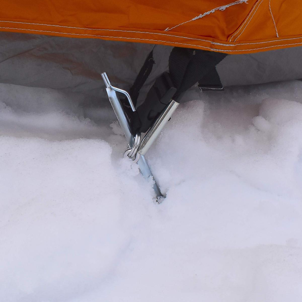 AceCamp Steel V Peg Tent Stakes, Camping Nail Spikes w/Hooks, Pitching Pop-Up Tent & Canopies, Heavy-Duty, No Slipping, Anchor, Hard to Bend. For Outdoor, Hiking, Tarp, Gardening