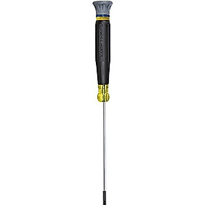 Klein Tools 614-4 Flat Screwdriver, Precision Electronics Screwdriver, 1/8-Inch Cabinet Tip, 4-Inch Shank