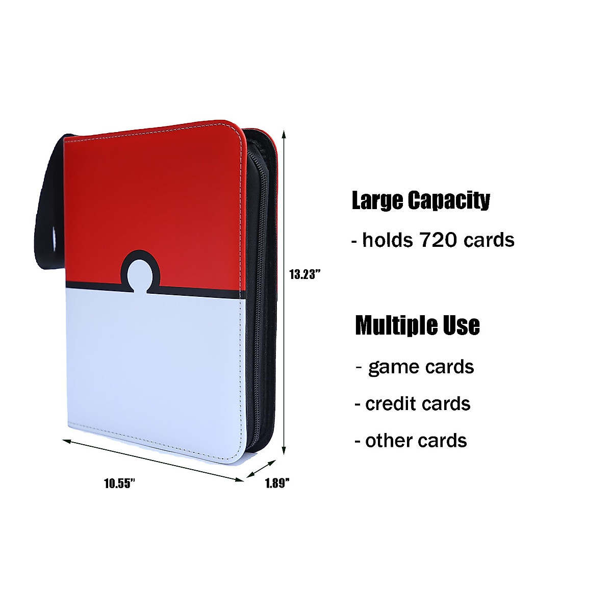 Binder for pokemon card binder of 720 Card Collection/9 Pocket Card Binder/Trading Card Binder/Card Album With Zipper,40 Sheets