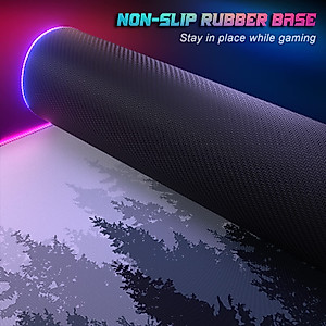 ITNRSIIET RGB Gaming Mouse Pad, Full Desk XL Extended Large Gaming Mousepad, 12 Lighting Modes 30% Thicker Big LED Desk Mat for Gamers, 32 x 12 inches, Ink Painting Misty Forest