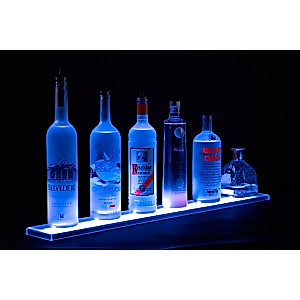 Armana Productions Liquor Bottle Shelves 60", Wall Mount LED Lighted Bottle Shelf, 5' Liquor Bottle Shelves, Wall Mounted Wine Shelf