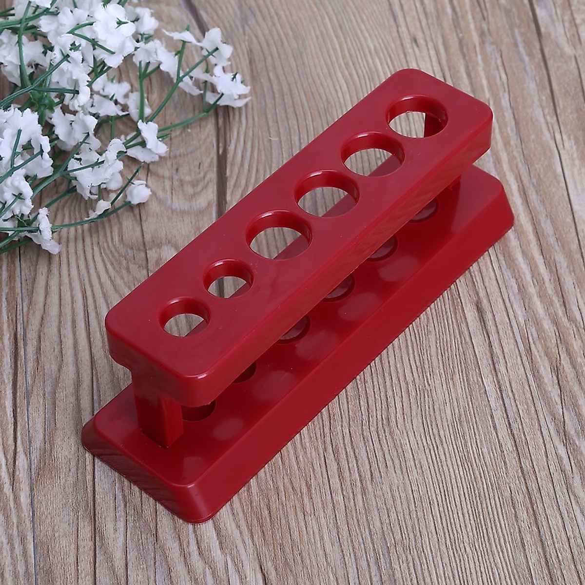 Plastic Test Tube Rack,1pc Test Tube Holder 6 Holes Laboratory Test Tube Rack Holder Red Stand Burette Stand Shelf for Test Tubes