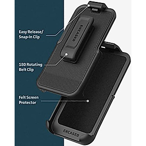 Encased Magnetic Case Designed for iPhone 14 PRO Case with Belt Clip Holster, Compatible with MagSafe (Crystal Clear)