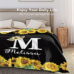 PalmLove Sunflower Gifts for Mom Grandma,Custom Blanket with Text You are My Sunshine Blankets Personalized Flannel Throw Blankets Customized Birthday Christmas Thanksgiving for Women