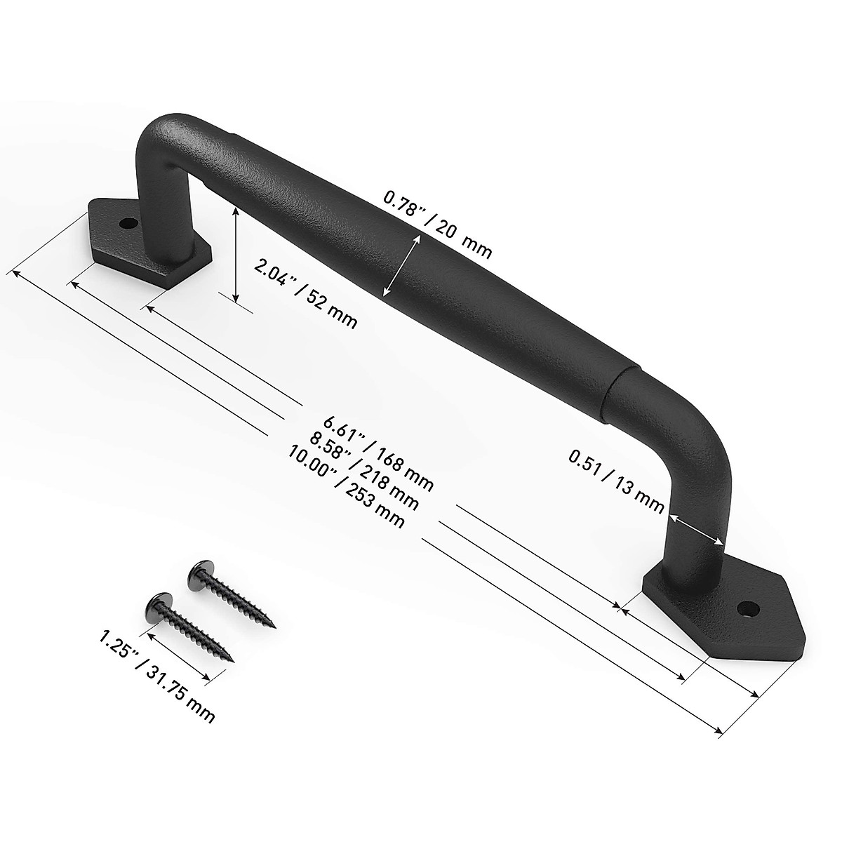 VivaLight 10 Inch Round Rustic Barn Door Handle - Black Steel Pull for Sliding Doors, Gates, Garages, Sheds, Fences, Closets, Pantries - Indoor and Outdoor Use - Easy Install