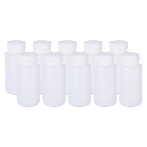 PATIKIL 25 Pcs 250ml Reagent Bottles, HDPE Wide Mouth Round Bottles with Screw Cap for Lab Water Reagent Liquids Solid Sample Storage Seal, Translucent White