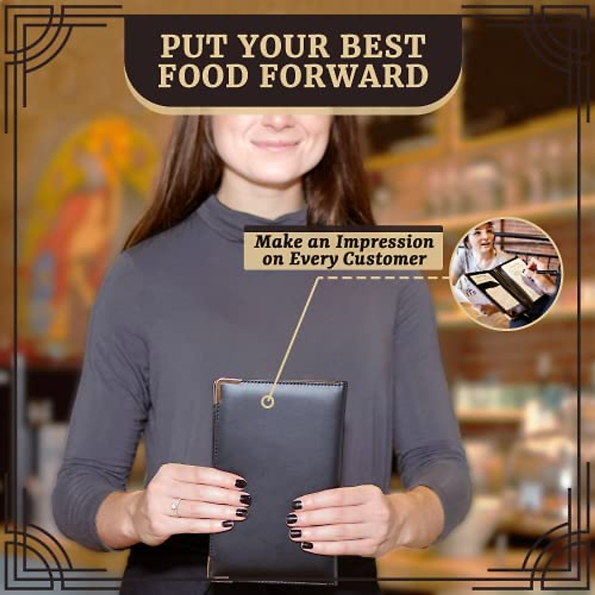 Brinero Professional Server Books for Waitress, Dual Core Deluxe Server Book Organizer for a Sturdy Surface, Metal Corners, Server Book - Waitress Book Organizer - Servers Book for Waitress