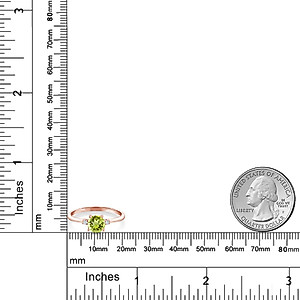 Gem Stone King 10K Rose Gold Green Peridot and White Created Sapphire Solitaire Engagement Ring For Women (0.88 Cttw, Round 6MM, Gemstone August Birthstone, Size 6)